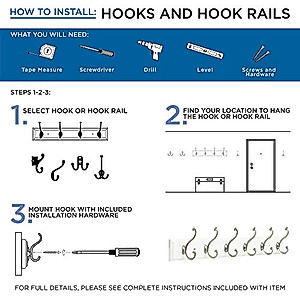 Franklin Brass Hook Rail Wall Hooks 6 Hooks, 20 Inches, White, FBSSMR6-W-R