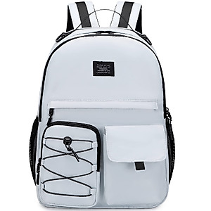 Lohol Fashion Backpack for Travel School College Work, Big Bookbag with 15 Inch Laptop Compartment for Teen Girls & Boys (Grey)