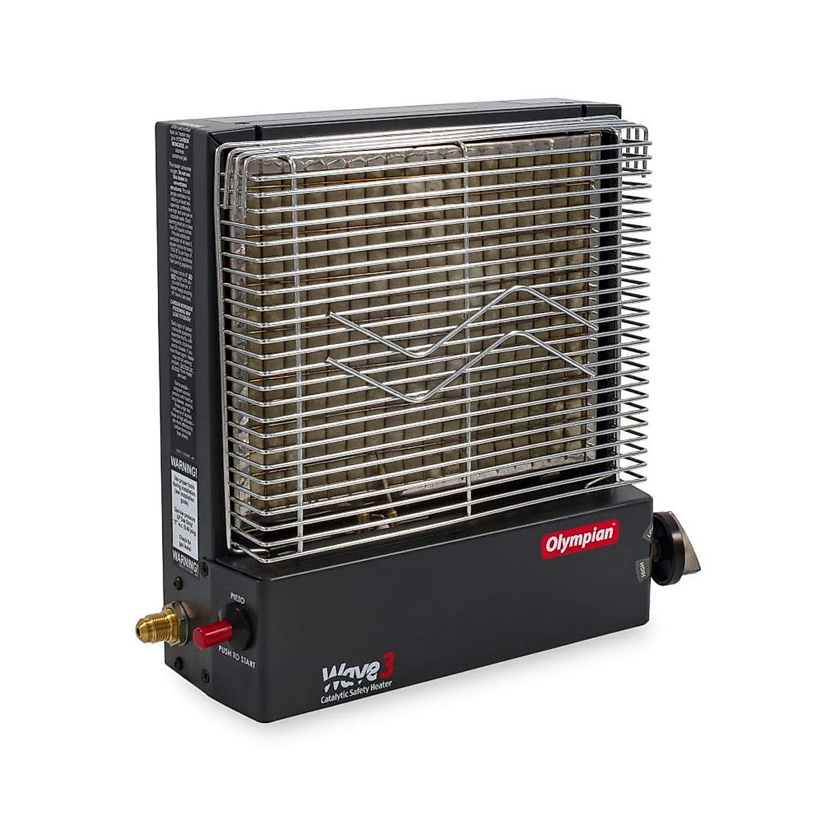 Camco Olympian RV Wave-3 LP Gas Catalytic Safety Heater, Adjustable 1600 to 3000 BTU, Warms 130 Square Feet of Space, Portable and Wall Mountable