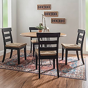 Linon Black Wood Woven Rush Seat, Minelli Dining Chair, Set of 2