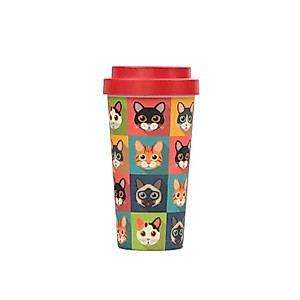 Vacucraft Bamboo Fiber Coffee & Tea Cup Animal Collection CAT (Red)