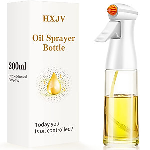 HXJV Olive Oil Sprayer for Cooking, 200ml Glass Oil Spray Bottles for Kitchen, Continuous Oil Mister Spray Bottle, Kitchen Gadgets for Air Fryer Accessories, Olive Oil Dispenser for Baking, Salad, Bbq