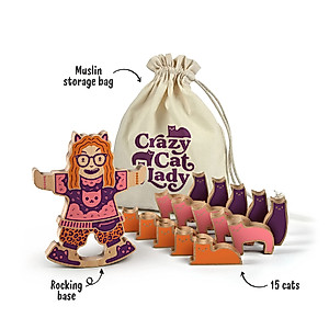Genuine Fred, Crazy CAT Lady Wooden Balance Game, Assorted