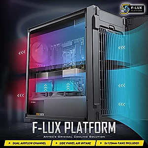 Antec P10 FLUX, F-LUX Platform, 5 x 120mm Fans Included, Reversible & Swing-Open Front Panel, Air-Concentrating Filter, 5.25" ODD, Fan-Speed Control, Sound-Dampening Side Panels, Mid-Tower Silent Case