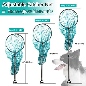 Wamlet Dog Catch Net Animal Control Net Poultry Catching Trap Tool Length Adjustable for Cat, Pigeon and Others (42~70" Handle with 22" Net Opening) (Stainless Steel, Natural)