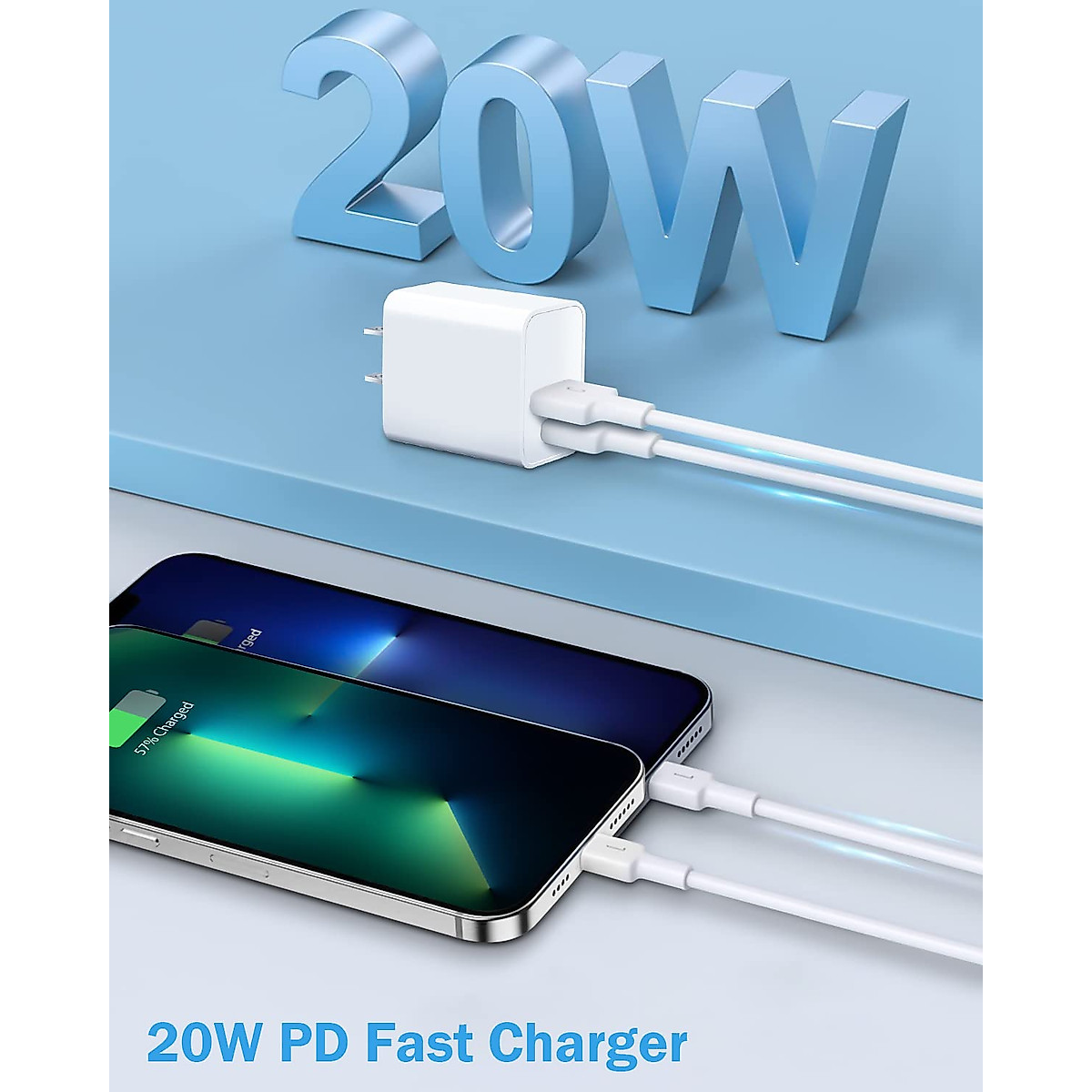 PZSOLID USB C Wall Charger Compatible for Apple Watch, 2Pack 20W Fast Charger Block, Type C Charging Block Plug Compatible for iPhone 15/15 Pro/Plus/Pro Max, Apple Watch Series 8 9 7, Samsung Galaxy