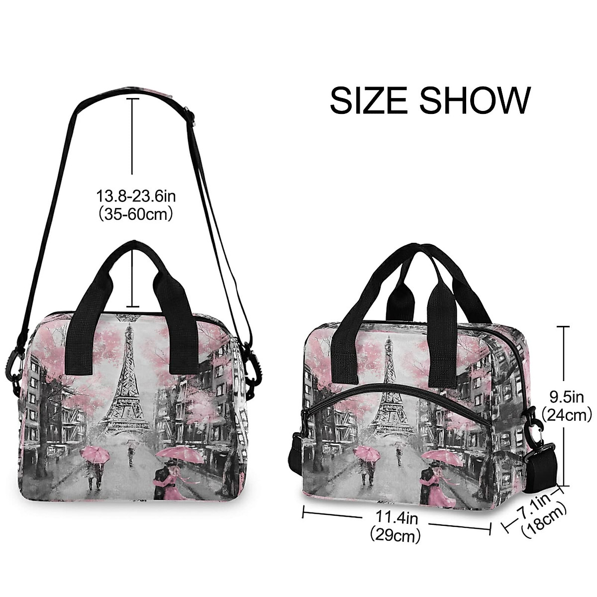 ALAZA Art Paris Eiffel Tower Insulated Lunch Box Reusable Cooler Bags with Shoulder Strap for Women Men Adults, 19-Can (12.5L)