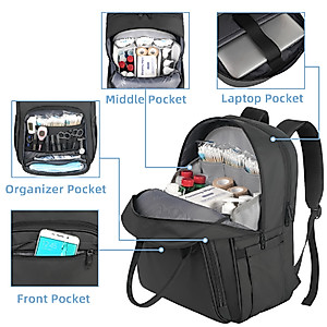 MATEIN Nursing Bag for Nurses, 17 Inch Extra Large Waterproof Laptop Backpack Nurse Backpack with Removable Organizer, Anti Theft Padded Womens Work Clinical Bag for Business, College, Travel, Home