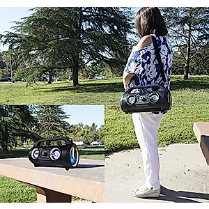 Boytone BT-16G Portable Bluetooth Boombox Speaker, Indoor/Outdoor, 25W, Loud Sound, Deeper Bass, EQ, 5" Subwoofer, 2 x 3 Tweeter, FM, 9H Playtime, USB, Micro SD, AUX, Microphone, Recording, LED Light