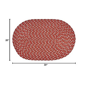 Better Trends Sunsplash Braid Collection is Durable and Stain Resistant Reversible Indoor Outdoor Area Utility Rug 100% Polypropylene in Vibrant Colors, 20" x 30" Oval, Red