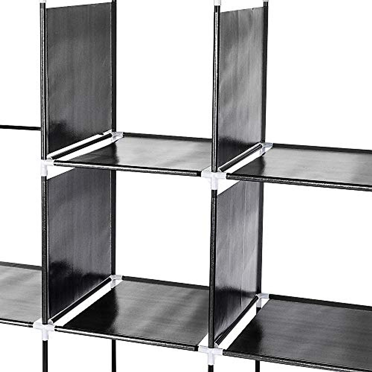 Knocbel 67" Tall Freestanding Closet Organzier Clothes Garment Rack Dustproof & Waterproof Fabric Cover with Storage Shelves 2 Hanging Rods & 4 Side Pockets (Black)