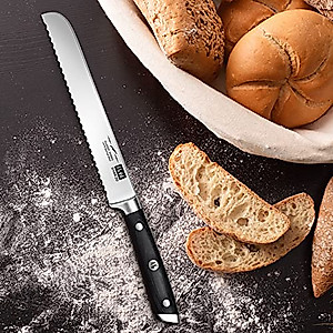 Kitchen Knife Set with Block, SHAN ZU 14-Piece Professional High Carbon German Chef Knife Block Set with Sharpener, Knife Sets for Kitchen with Block