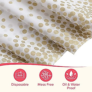 NORZEE 5-Pack White Disposable Plastic Tablecloths,Gold Dot Confetti Rectangular Table Covers 54" x 108" Plastic Table Cloth, Rectangle Table Cover