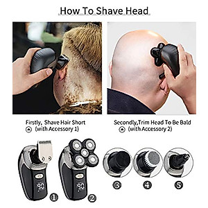 Tiklean Electric Razor for Men Head Shaver for Bald Men Grooming Kit Wet Dry Rotary Shavers Nose Hair Beard Trimmer Clippers Facial Cleansing Brush Cordless Waterproof USB Charging Rechargeable
