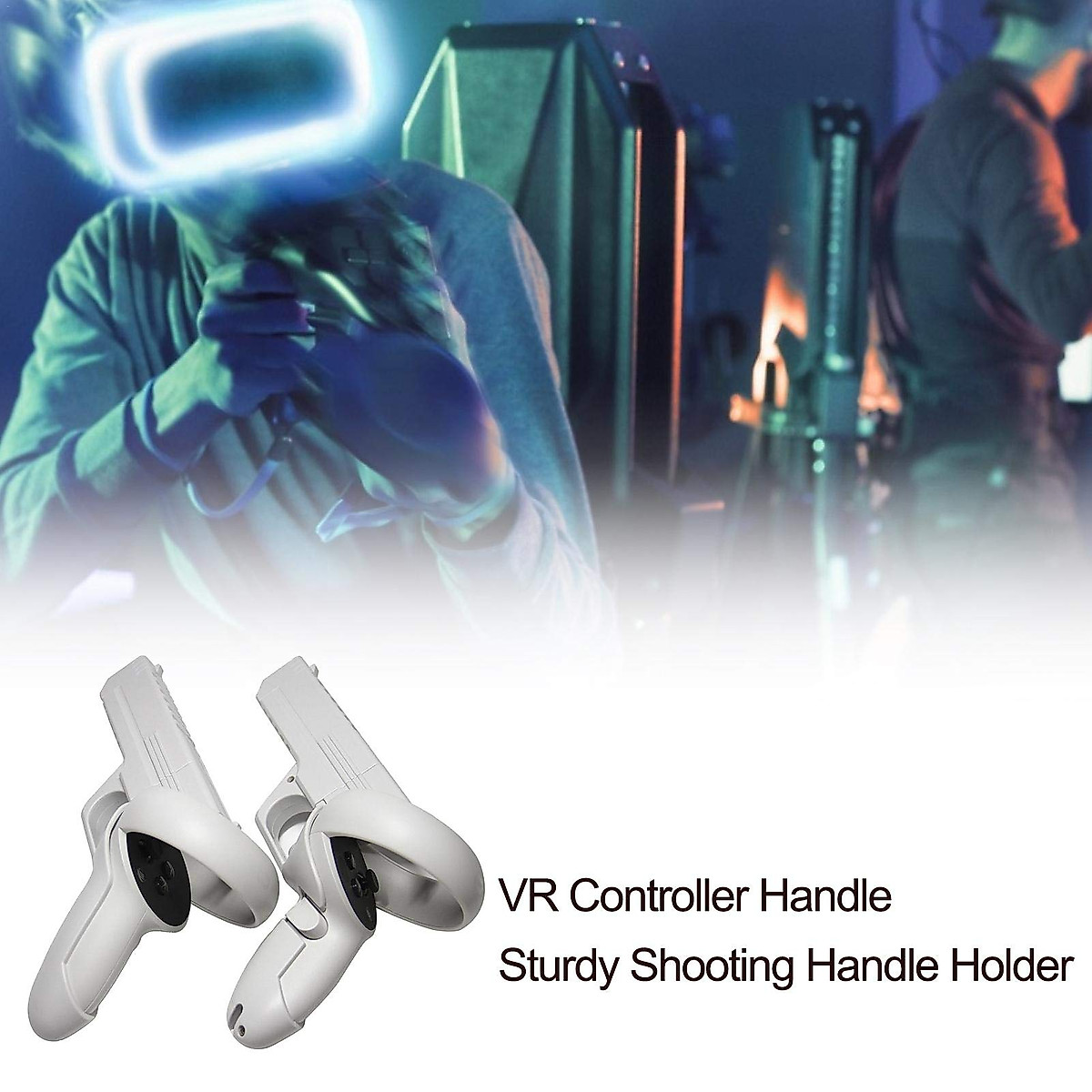 VR Controllers Gun Mould Case, Pull Handle for VR Controller, VR Controller Sturdy Shooting Handle Holder, VR Game Grips Accessories for Oculus Controllers（VR Controller Not Include）