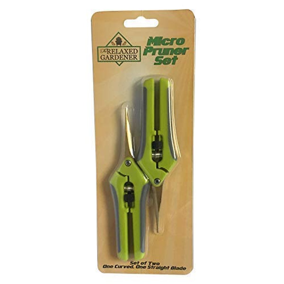 The Relaxed Gardener Gardening Scissors Set - Curved and Straight Titanium Coated Blade Micro Tip Pruning Shears - Super Sharp Trimmers for Plants with Anti-Rust Coating