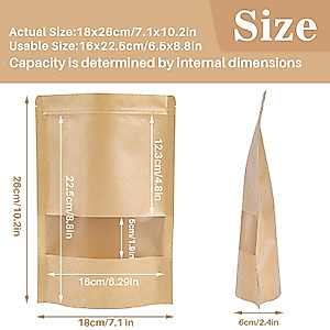 MAQIHAN 24 Stand Up Pouches Bags - 7"×10" Resealable Ziplock Kraft Paper Bags with Window Food Packaging Homemade Bagel Bread Cookie Candy Tea Herb Spice Coffee Jerky Dog Treat Bags Small Business