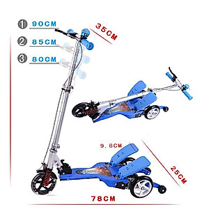 ygqtbc Three-Wheel Damping Double Pedal Scooter Children's Sports Scooter Emissions Kick Scooter for Kids 3 Wheel Scooter for Toddlers Girls & (Color : Pink)