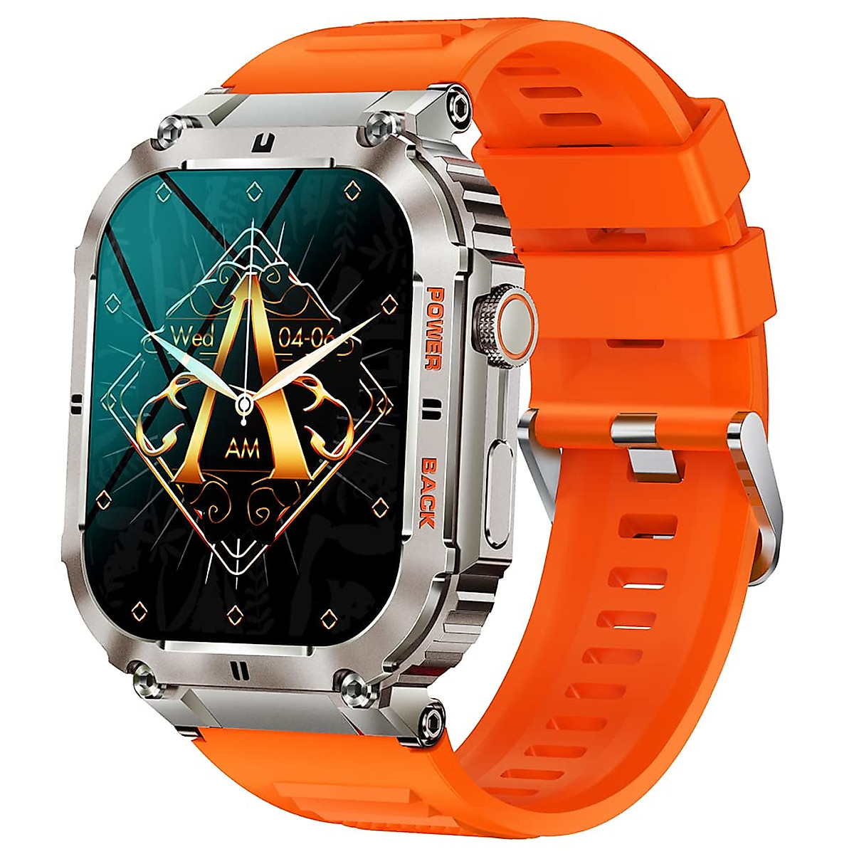 GLONHI Smart Watch for Men,1.96 Inches HD Outdoor Tactical Sports Rugged Smartwatch,Smart Watch with Bluetooth Call,100+Sports Modes Fitness Tracker, Ip67 Waterproof Smart Watches for iPhone Android