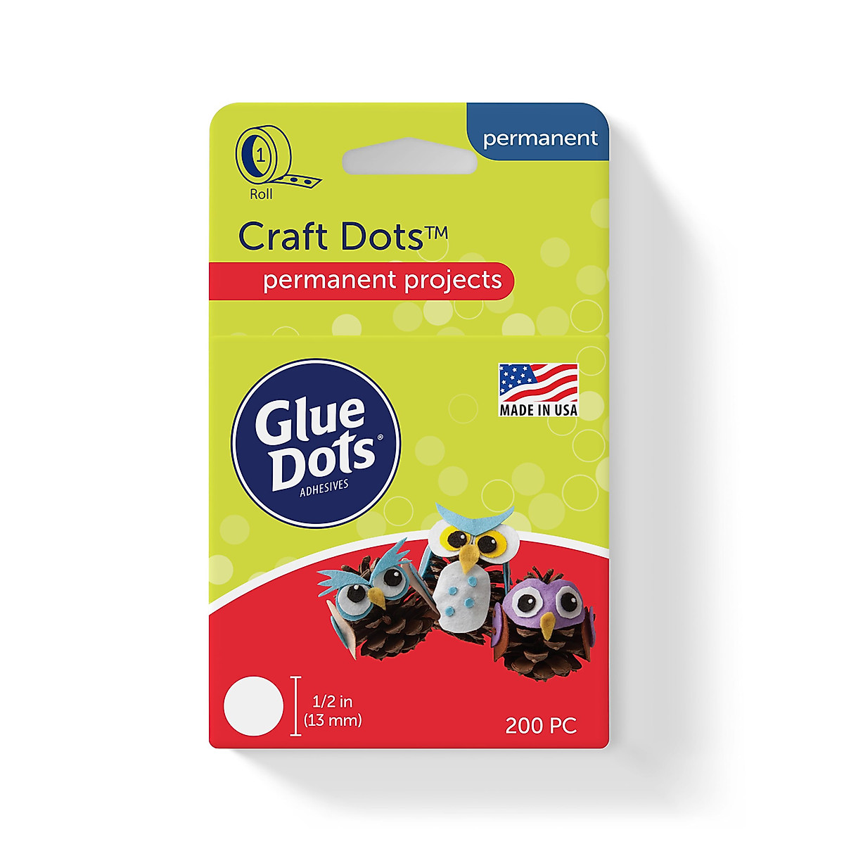 Glue Dots, Clear, Double-Sided Craft Dots, 1/2, Roll of 200 (08165E)