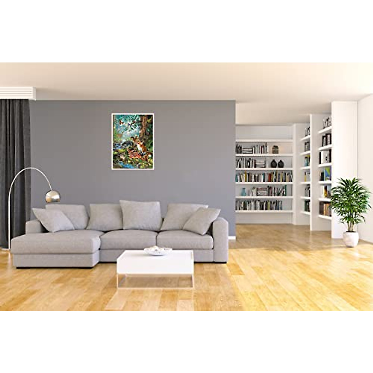 MONDART Paint by Numbers Kits DIY Oil Painting Home Decor Wall Value Gift - Animals in The Forest 16X20 Inch (No Frame)