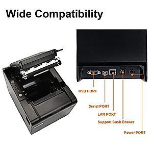 Rongta POS Printer, 80mm USB Thermal Receipt Printer, Restaurant Kitchen Printer with Auto Cutter Support Cash Drawer,USB Serial Ethernet Interface Optional for Windows/Mac/Linux (RP326)