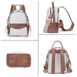 CLUCI Mini Backpack Purse for Women Fashion Leather Small Backpacks Ladies Shoulder Backpack Convertible Handbags Beige with Brwon