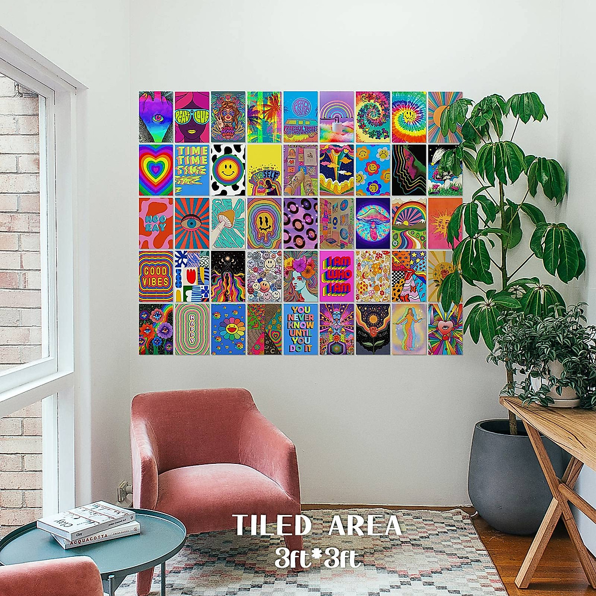 Fuiyoh Room Decor Aesthetic| Posters for Room Aesthetic Indie Wall Collage Kit – 45Pcs Photo Collage| Preppy Room Decor Aesthetic Tiktok| Trippy Room Decor for Bedroom | 4X 6