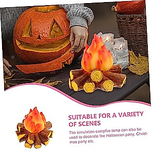 FONDOTIN Flame Lamp Battery Desk Lamp Halloween Decor Battery Light Bulb Simulated Campfire Lamp Simulated Fire LED Torch LED Desk Light Flashing Decorate Bonfire Lamp Prop Lights Resin