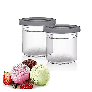 DISXENT 2/4/6PCS Creami Deluxe Pints, for Extra Bowl for Ninja Creamy, Creami Pint Airtight,Reusable Compatible with NC299AMZ,NC300s Series Ice Cream Makers,Gray-2PCS