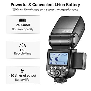 GODOX V850III Camera Flash, GN60 2.4G 1/8000s HSS Speedlight with 2600mAh Li-ion Battery, 1.5s Recycle time Compatible for Canon,Nikon,Pentax,Olympus,Fuji, etc. for Wedding Portrait Studio Photography