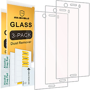 Mr.Shield [3-PACK] Designed For Sony Xperia XZ1 Compact [Tempered Glass] Screen Protector [0.3mm Ultra Thin 9H Hardness 2.5D Round Edge] with Lifetime Replacement
