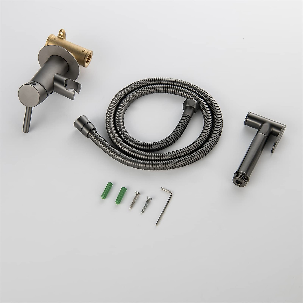 ONEMTB Bidet Sprayer for Toilet, Wall Mounted Hot and Cold Bidet Faucet, Handheld Cloth Diaper Sprayer Kit,Chrome (Color : Gunmetal Gray)