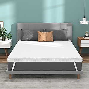 UniPon 4 Inch Firm Mattress Topper Queen, Gel Infused Ventilated Bed Topper for Back Pain Relief - Firm Foam Mattress Topper, CertiPUR-US Certified