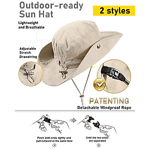 Waterproof Bucket Rain Hat for Women Wide Brim Summer UPF50+ Cowboy Sun Hat Men Foldable Soft Floppy Beach Hat Beige