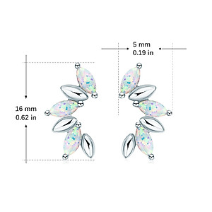 Sterling Silver Opal Stud Earrings for Women, Hypoallergenic Marquise Cut Birthstone Birthday Gift Fine Jewelry for Her Mothers Day