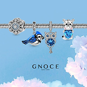 GNOCE Animal Pendant Charms 925 Sterling Silver Dangle Bead for Charm Bracelet/Necklace Jewelry Gift For Women Wife (Blue Jay)