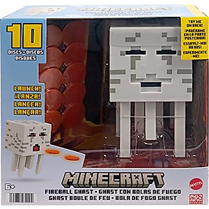 Mattel Minecraft Toys | Fireball Ghast Figure with 10 Shooting Discs | Video-Game Collectible | Gifts for Kids and Fans