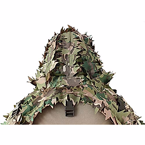 ROCOTACTICAL Sniper Ghillie Viper Hood with 3D Laser-Cut Leaves, Tactical Ghillie Suit Foundation for Wargame, Hunting, Airsoft, Sniper Coat, CP Multicam