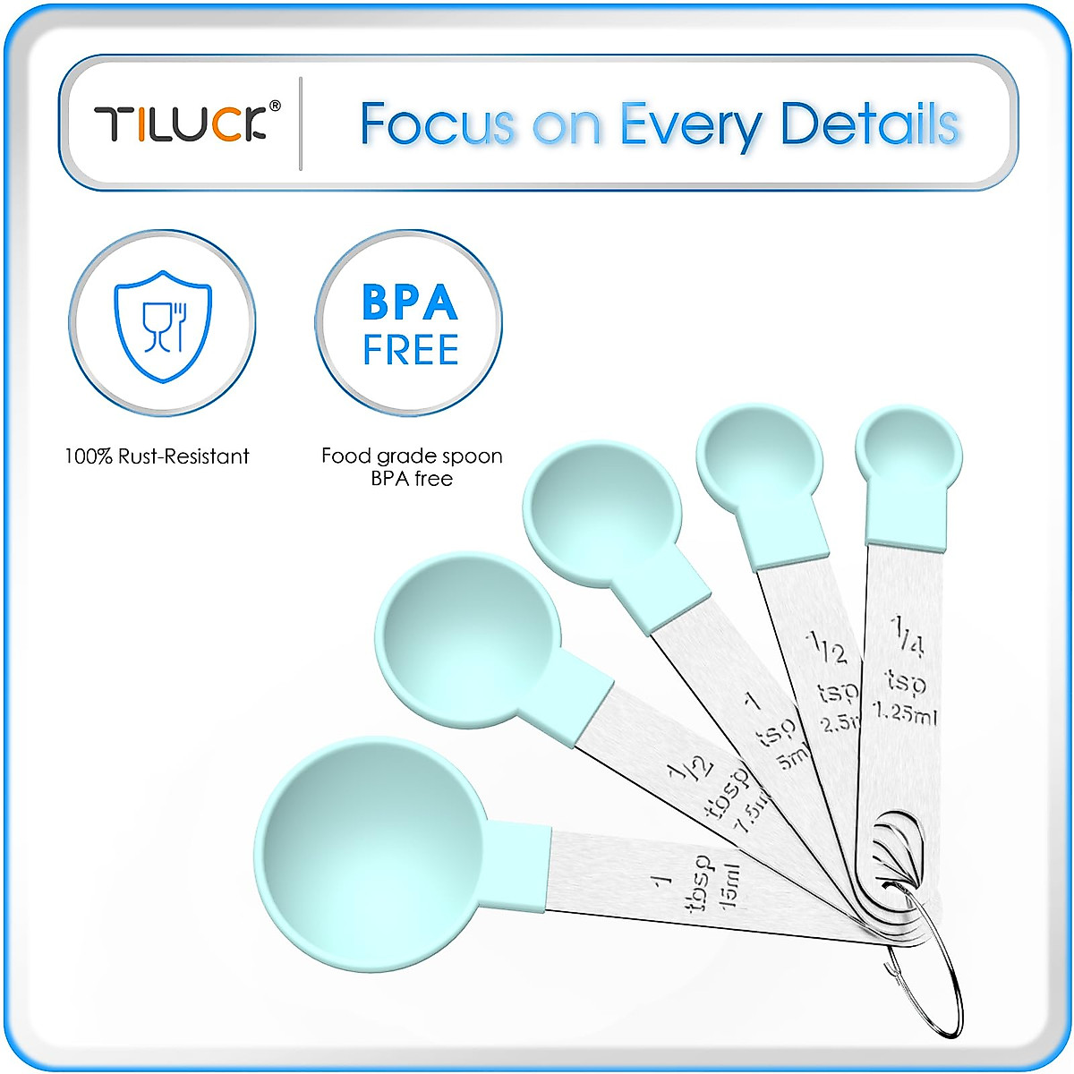 TILUCK Measuring Cups & Spoons Set, Stackable Cups and Spoons, Nesting Measure Cups with Stainless Steel Handle, Kitchen Gadgets for Cooking & Baking (5+5, green)