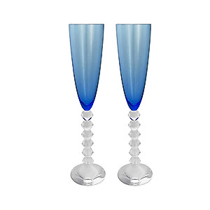 Baccarat Vega Blue Sapphire Flutissimo Champagne Flute 2811804 - Set of 2