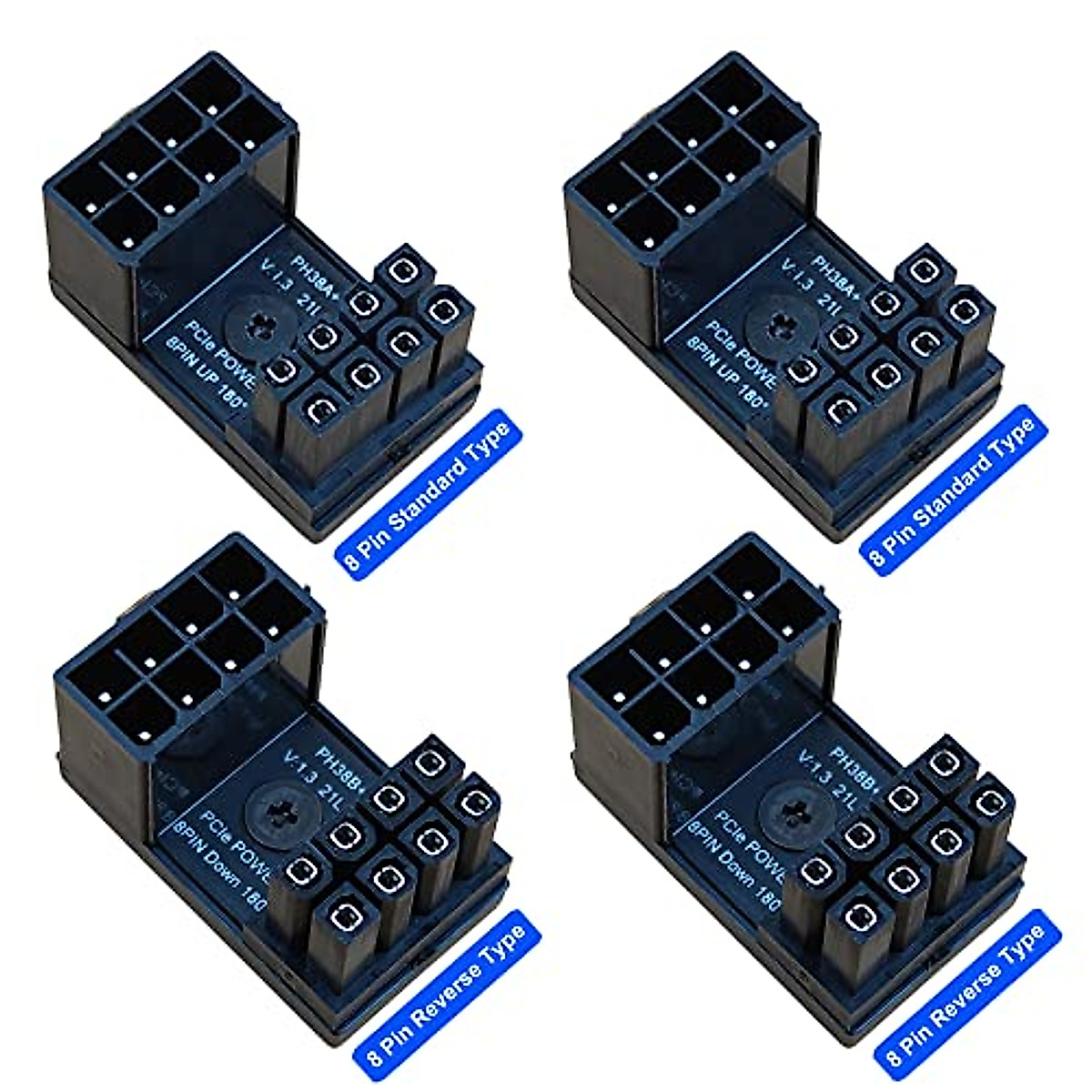 COMeap 8 Pin 180 Degree Adapter, GPU VGA PCIe 8 Pin U Turn 180 Degree Angle Connector Power Adapter Board for Desktop Graphics Card