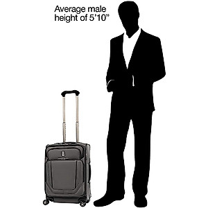 Travelpro Crew Versapack Softside Expandable 8 Spinner Wheel Carry on Luggage, USB Port, Men and Women, Jet Black, Carry on 21-Inch