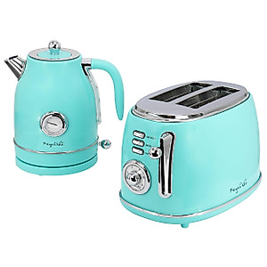 MegaChef 1.7 Liter Electric Tea Kettle and 2 Slice Toaster Combo (Turquoise)