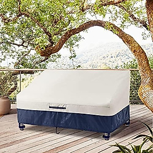 Time Forest Patio Loveseat Covers, 100% Waterproof Patio Furniture Covers, Heavy Duty Outdoor couch cover Waterproof, lawn Garden Outdoor Furniture Cover Waterproof,Fog/Navy 60Wx34Dx30H Inch