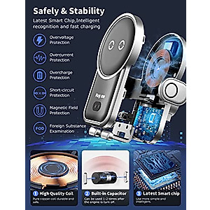 BENBOAR Car Wireless Charger Holder, [Hug me] Astronaut Car Phone Holder Mount, 15W Charging Smart Sensor Auto-Clamping Phone Mount for Car Air Vent for iPhone Samsung Google LG etc Smartphone, Silver