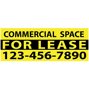 BannerBuzz Commercial Space for Lease Vinyl Banner 11 oz with Metal Grommets & Hemmed Edges for Decoration, Business, Outdoor, Events, Office (48" X 18")