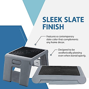 Cramer Folding Step Stool, 1-Step, 250 lb Capacity, 14w x 11.25d x 9.75h, Gray
