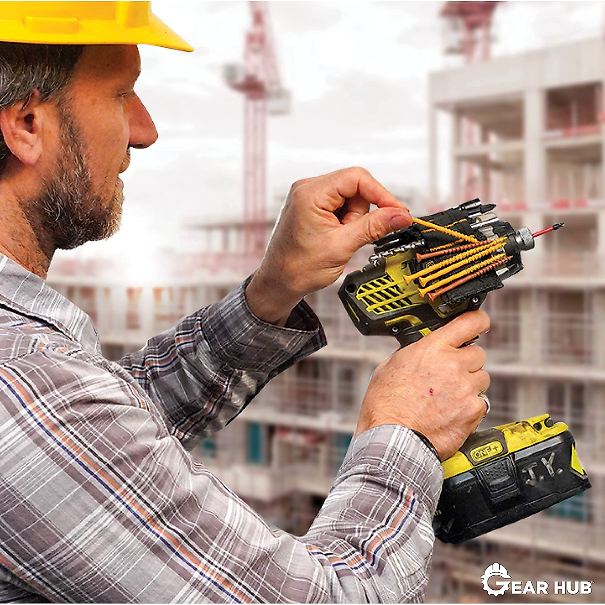 Gear Hub Bit Holster | NEW and IMPROVED Magnetic Drill Bit Holder and Organizer - Holds 10 Bits & 20 Screws - Attaches to Drill, Belt, or Any Metal Surface