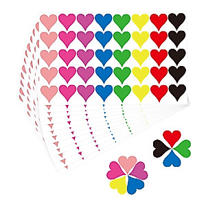 Colorful Heart Sticker Labels, 3/4 Inch Decorative Heart Envelope Sealing Stickers Heart Shape Paper Labels for Wedding Invitation Card,Gifts Packaging,Scrap Booking,Valentine's Day,Boxes.(1200 Pcs)